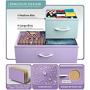 Sorbus Dresser with 8 Drawers - Furniture Storage Chest for Kid’s, Teens, Bedroom, Nursery, Playroom, Clothes, Toys - Steel Frame, Wood Top, Fabric Bins (Pastel)