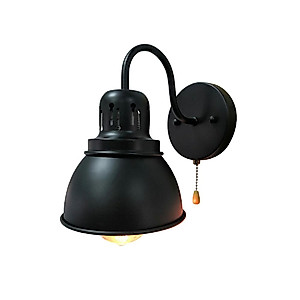 MODEBHD Dimmable Vintage Wall Lamp， Black Industrial Vintage Farmhouse Wall Sconce, Lighting Gooseneck Wall Light,Fixture with Plug in Cord and On Off Toggle Switch for Bedroom Nightstand（E26/W27）