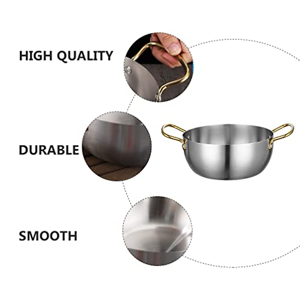 YARDWE Noodle Pot Korean Ramen Pot: Cooking Pasta Pot Kitchen Soup Stovetop Pot Stainless Steel Noodle Pan Cooker Seafood Pot with Handle 24. 5X16X7. 3CM