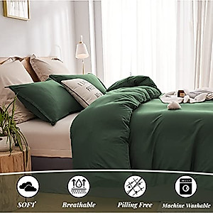 KINMEROOM Olive Green Duvet Cover Queen Size- Soft & Breathable Bedding Duvet Cover Set with Zipper Closure-1 Duvet Cover and 2 Pillow Shams(90 * 90",Olive Green)