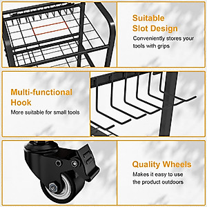 FZK Garden Tool Organizer,Garage Storage,Garden Tool Organizer for Garage,Yard Tool Organizer for Garage,Wheeled Garden Tool Rack,Up to 40 Long-Handled Garden Tool Storage,Garage Tool Organizer
