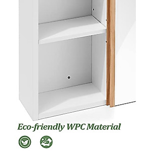 VredHom Bathroom Wall Mirror Cabinet, Medicine Cabinet with Single Door and Adjustable Shelf, Over The Toilet Storage Cabinet，White