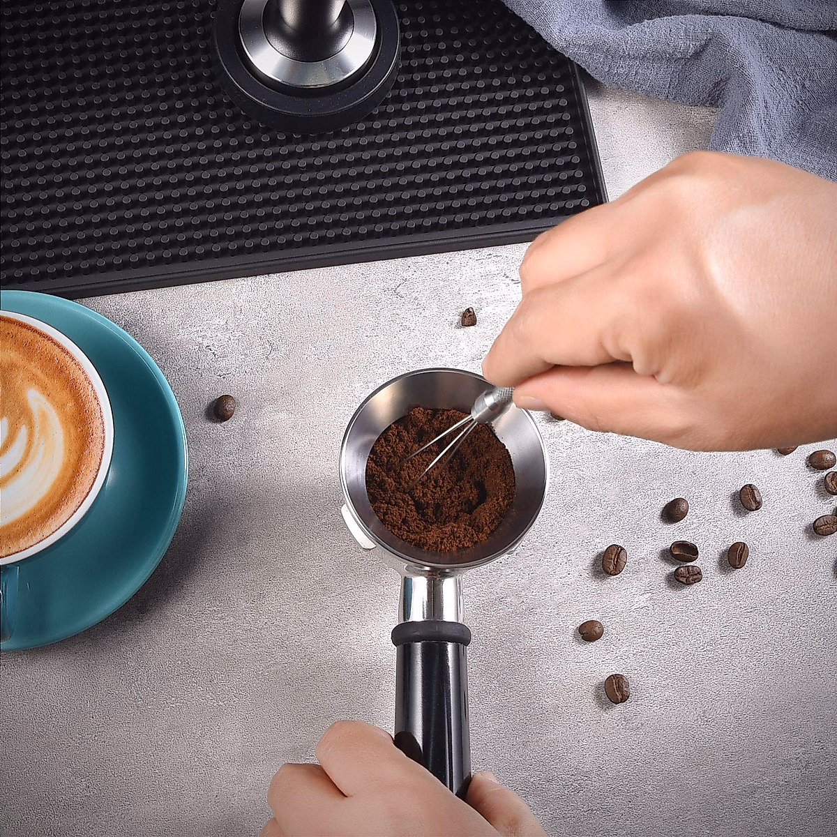 Espresso Coffee Stirrer, MATOW Stainless Steel Mini Whisk for Espresso Stirring Distribution – Professional Coffee Powder Stirring Tool