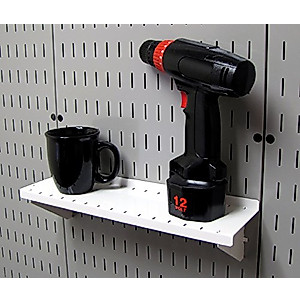 Wall Control Pegboard Shelf 4in Deep Pegboard Shelf Assembly for Wall Control Pegboard and Slotted Tool Board – White