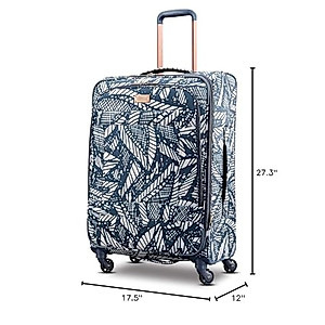 American Tourister Belle Voyage Softside Luggage with Spinner Wheels, Floral Indigo Sand, Checked-Medium 25-Inch