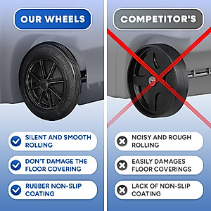 PLASTIC PRINCE 50 Gallon Rollout Trash Can with Lid, Commercial Heavy-Duty Whelled Outdoor Garbage Can, Gray