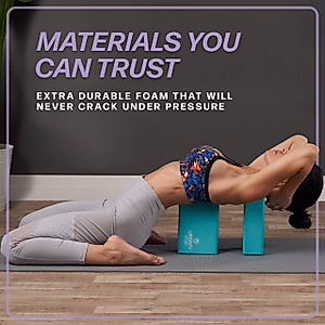 URBNFit Yoga Blocks 2 Pack - Sturdy Foam Yoga Block Set with Strap for Exercise, Pilates Workout, Stretching, Meditation, Stability - High Density Non Slip Brick, Fitness Accessories