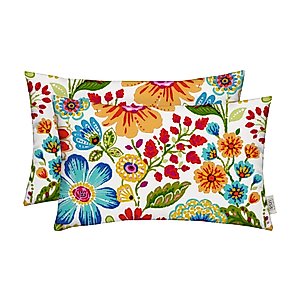 RSH Décor: Set of 2 Lumbar Throw Pillows | Indoor/Outdoor All Weather Polyester Fabric | Decorative Accent Cushions for Patio Furniture | Reversible | 26” x 16" | Gregoire Fresco