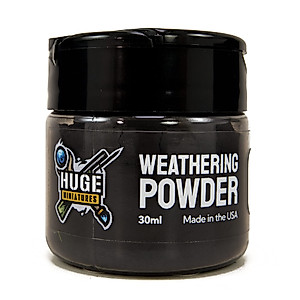 Huge Miniatures Weathering Powder, Jet Black Pigment for Model Terrain Scenery and Vehicles by Huge Minis - 30ml Flip-Top Container