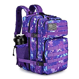 TianYaOutDoor 45L Tactical Assault Backpack with Molle Waterproof backpack Rucksack for Hiking Travelling Tactical Backpacks (Purple Camo)