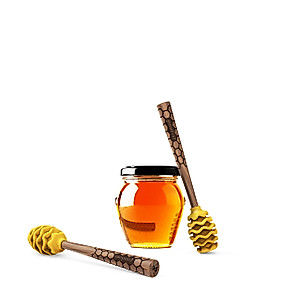 Prepara Wooden and Silicone Honey Dippers, Yellow
