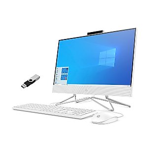 HP 2022 Newest 22-inch FHD All-in-One Desktop Computer - Dual-Core AMD Athlon Silver 3050U - 12GB DDR4 RAM-256GB SSD - WiFi Bluetooth - Windows 11 Pro - Snow White w/ 32GB USB Drive