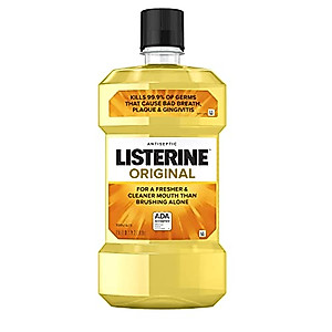 Listerine Original Antiseptic Oral Care Mouthwash to Kill 99% of Germs That Cause Bad Breath, Plaque and Gingivitis, ADA-Accepted Mouthwash, Original Flavor, 1.5 L (Pack of 6)