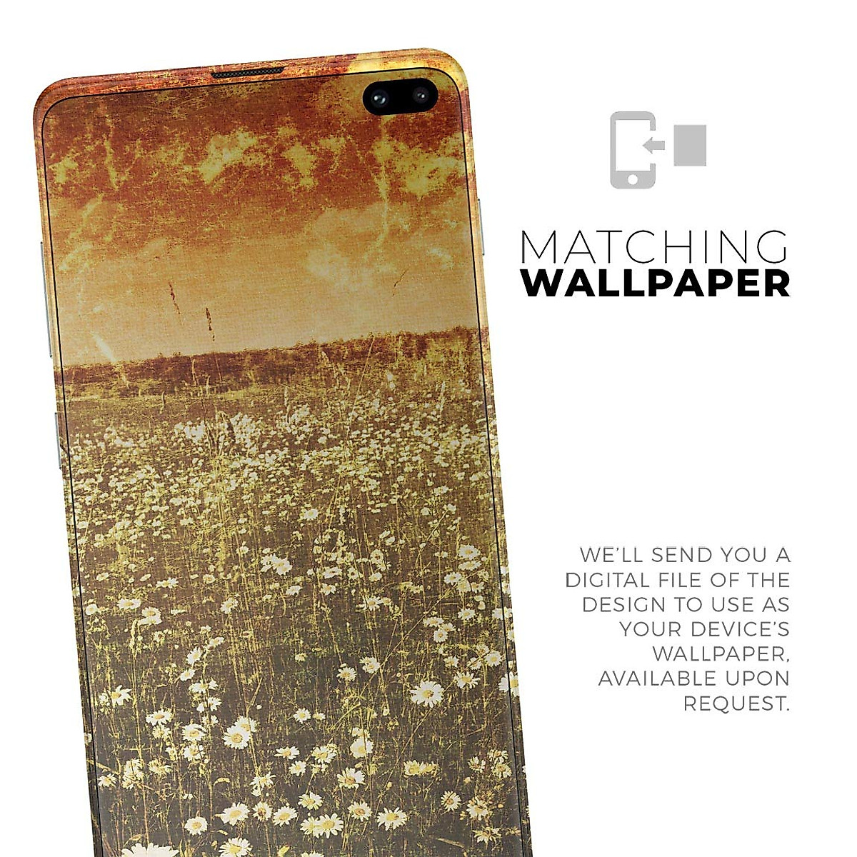 DesignSkinz Vintage Glowing Orange Field Protective Vinyl Decal Wrap Skin Cover Compatible with The Samsung Galaxy S20 (Screen Trim & Back Glass Skin)