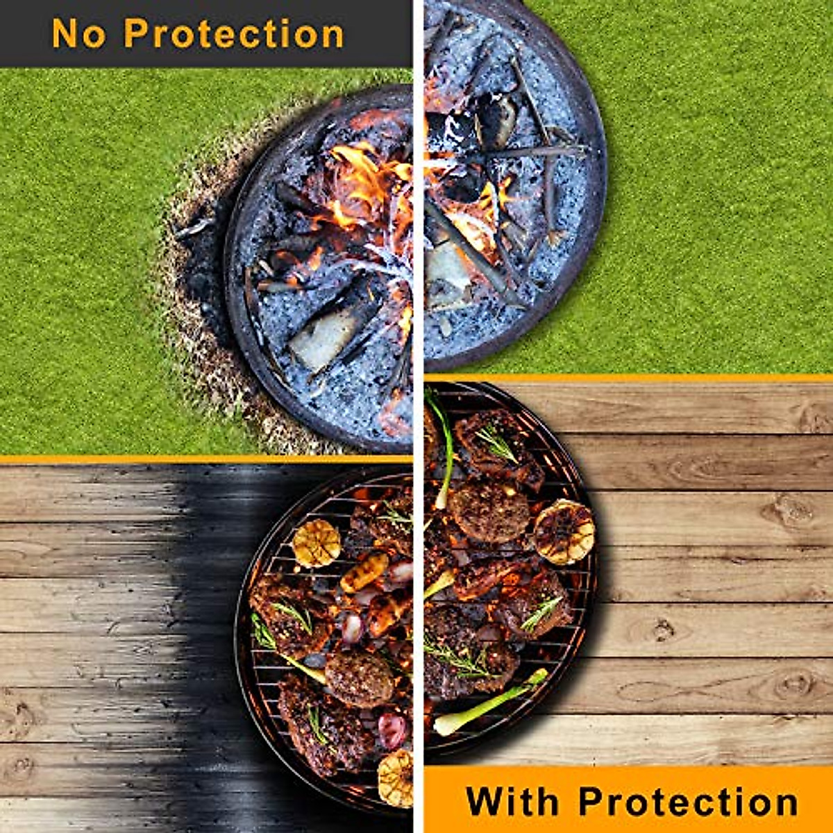 ToHayie Fire Pit Mat, Fire Mat for BBQ Grills, Perfect for BBQ, Smokers, Grills - Protects Porch, Patio, Deck, Wood, Grass, Stone, Composite from Burns - Heat Resistant Fire Pit Mat (26 inch)