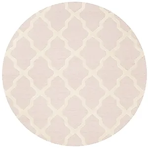SAFAVIEH Cambridge Collection 6' Round Light Pink / Ivory CAM121M Handmade Trellis Premium Wool Area Rug