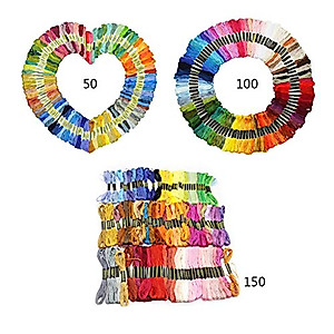 Maybenice Embroidery Floss Set 50/100/150 Skeins Rainbow Color Cross Threads Sewing Thread Embroidery Starte Hand-Embroidered Thread
