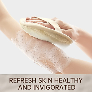 Bolosanto Natural Loofah Sponge, Organic Loofah, Exfoliating Loofah Pad, Natural Body Scrubber, for Shower, Bath, Dead Skin Removal (4 Pack)