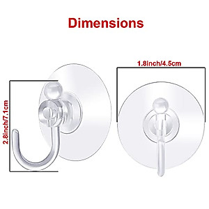 Mudder 24 Pieces Suction Cup Light Suction Cup Wall Hooks Hangers Light Suction Cup Clips for Christmas Wreath String Lights Xmas Decoration (45 mm, Plastic Hook)