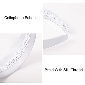 White Headband Halloween Headbands for Women - Thick Head Band 60s Headband White 70s headband for Adults Satin Headbands for Women Girls, Non Slip 1.6 Inch Wide 1 Pack