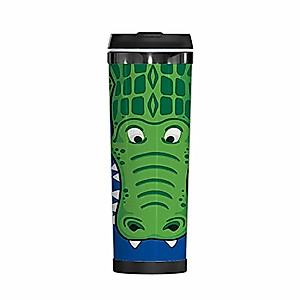 WONDERTIFY Alligator Coffee Cup Cute Cartoon Crocodile Coffee Mug Stainless Steel Bottle Double Walled Thermo Travel Water Metal Canteen Green Blue White