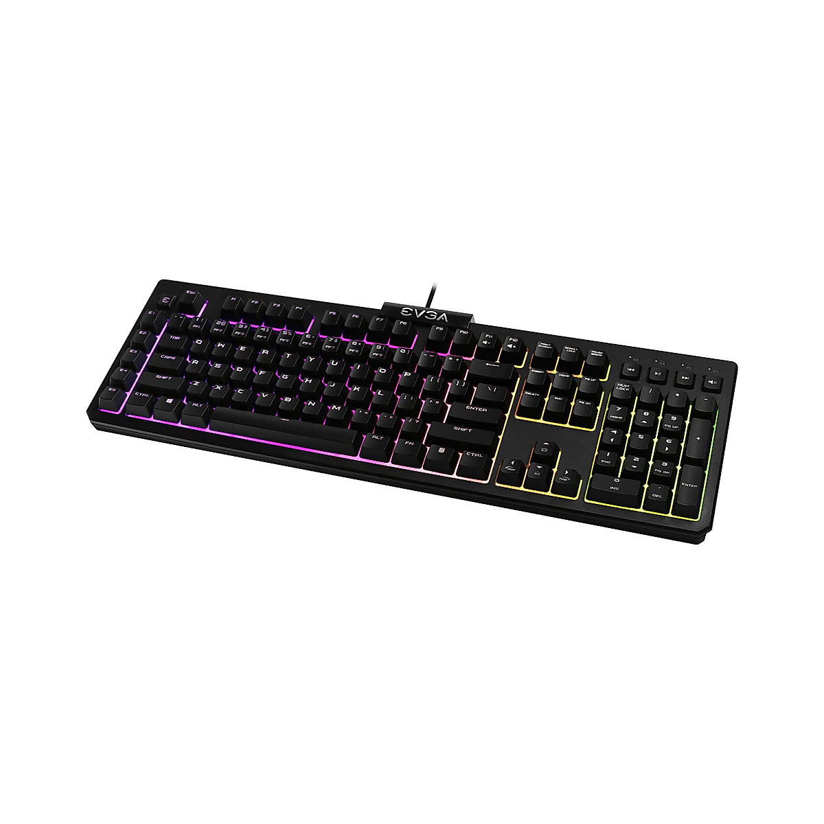 EVGA Z12 RGB Gaming Keyboard, RGB Backlit LED, 5 Programmable Macro Keys, Dedicated Media Keys, Water Resistant, 834-W0-12US-KR, Black