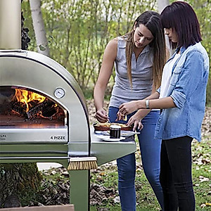 ALFA FX4PIZ-LRAM 4 Pizze Outdoor Stainless Steel Wood Fired Pizza Oven, Red