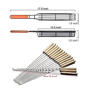 Kabob Grilling Basket Grilling Skewers Nonstick Kabob Grill Baskets Set of 6 & 6 Barbecue Skewers,Grilling & BBQ utensils, Grill Basket For Vegetables With Handle grilling baskets for outdoor grilling