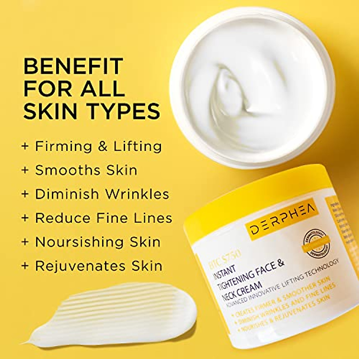 DERPHEA Neck Cream, Neck Tightening Cream, Instant Neck Firming Cream, Skin Tightening Cream To Tighten Skin, Anti Wrinkle And Fine Lines On Face, Neck, Décolleté And Body