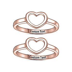 Junikool Friendship heart Rings Best Friend for 2 Matching Friends Promise Bff Bestfriend Sister Ring Couples Men Her Couple Set His and Heart Women Love Personalized Engraved Custom Name