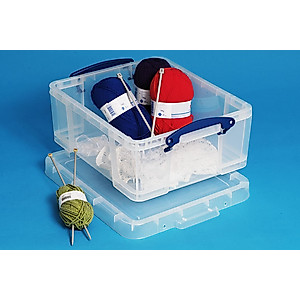 Really Useful Storage Box Plastic Lightweight Robust Stackable 18 Litre W390Xd480Xh200Mm Clear - Ref 18C