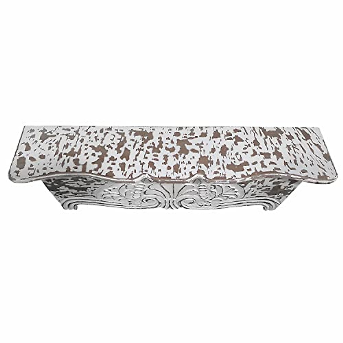 The Urban Port 28-Inch Wooden Floating Wall Shelf with Engraved Floral Details