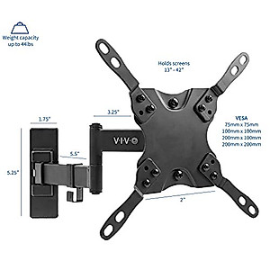 VIVO Full Motion TV Wall Mount for 13 to 42 inch Flat Plasma Screens, VESA Bracket Stand with Tilt and Swivel, Black, MOUNT-VW06