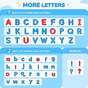 Gamenote Classroom Magnetic Letters Kit 238 Pcs with Double-Side Magnet Board - Foam Alphabet Letters for Kids Spelling and Learning