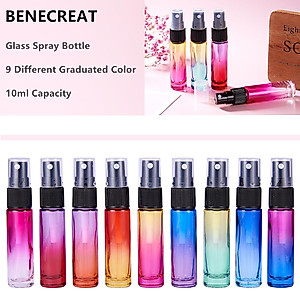 BENECREAT 9 Packs 10ml Rainbow Color Glass Spray Bottle Refillable Fine Mist Spray Bottle for Perfume Essential Oil