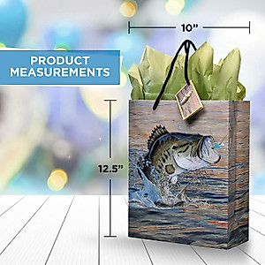 Havercamp Fishing Gift Bag, Medium, 10 x 12 x 4.25 Inches, Gone Fishin' Party Collection