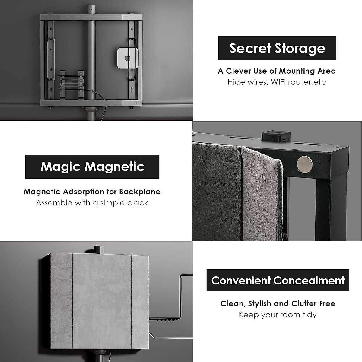 FITUEYES Design Corner TV Stand for 37-65 Inch LED LCD Screens, Tripod Easel TV Stand Modern TV Floor Mount Swivel with Concealed Storage for Bedroom/Living Room, Picasso Series