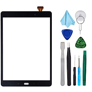 T Phael Black Touch Screen Digitizer for Samsung Galaxy Tab A 9.7" - Glass Replacement for SM-T550 SM-T555 T550 T555 (Not Include LCD) with Tools + Pre-Installed Adhesive