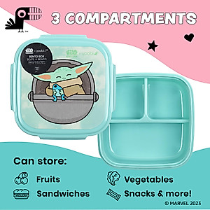Yoobi Star Wars X Grogu Bento Box and Ice Pack – 3 Compartment Lunch Box, Dishwasher & Microwave Safe Food & Snack Container for Kids & Adults – BPA & PVC Free, Leakproof