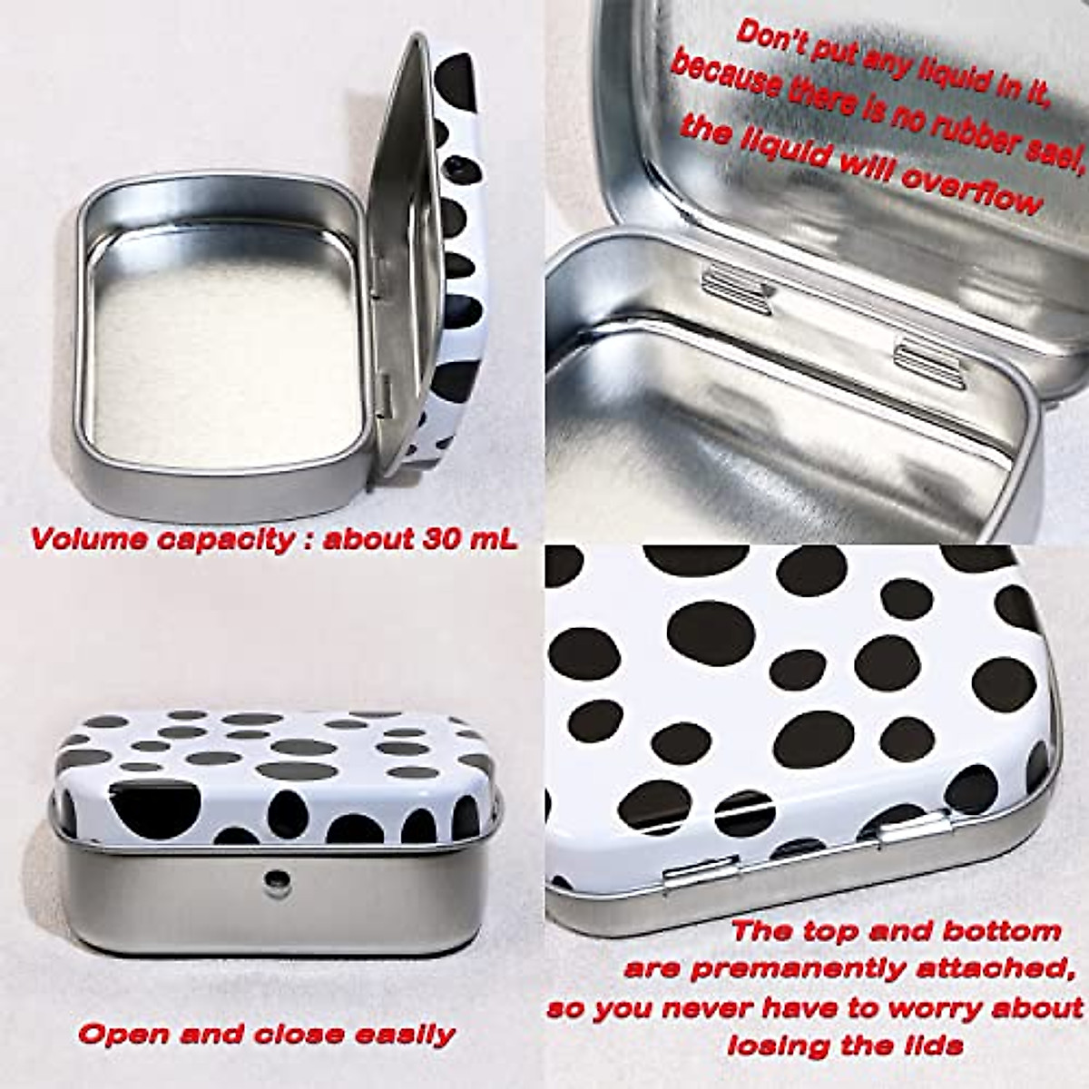 Mini Skater Small Metal Portable Storage Box, Mini Rectangle Empty Hinged Tins with Lid, Home Organizer for Drawing Pin, Pills, Candies, Earring and Jewelry Craft, 4Pcs(Black & White)