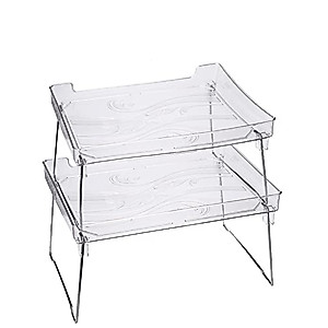 RRMMAN 2 Pack Stackable Cabinet Shelf Organizer Storage Rack,Stackable Shelves for Cabinets & Countertop - Storage Shelf Organizer Stand Racks,Suitable for Multiple Scenes Such as Living Room