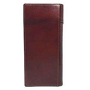 Western Genuine Leather Praying Cowboy Tooled Laser Cut Men's Long Bifold Wallet in 10 colors (Brown/Turquoise)