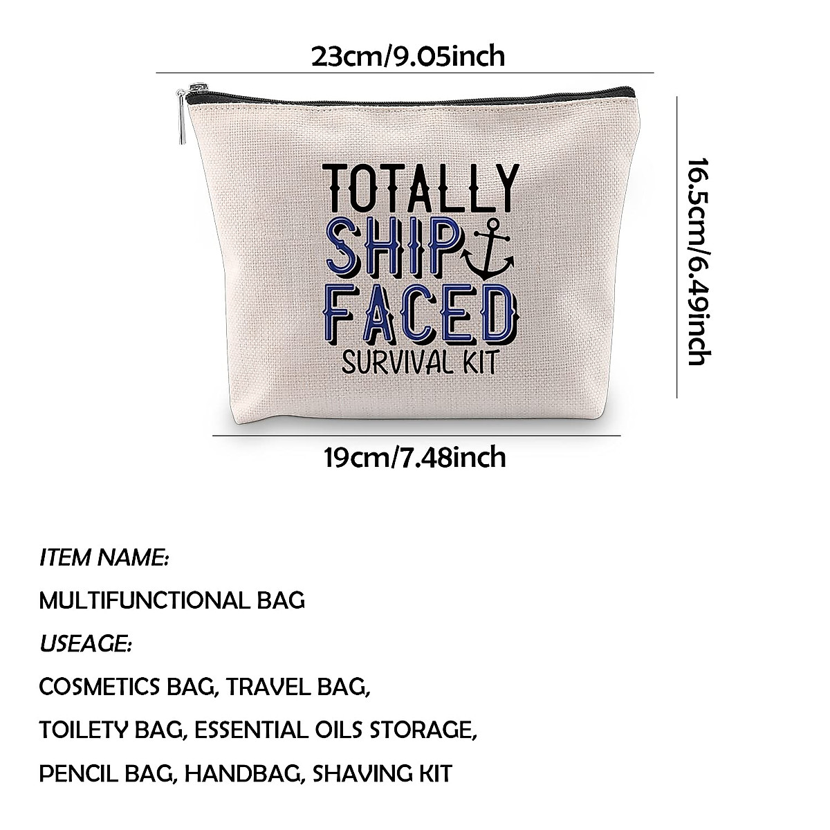 WCGXKO Cruise Trip Gift Cruise Bachelorette Party Favor Totally Ship Faced Zipper Makeup Bags Travel Toiletry Bag Accessories (Totally Ship Faced)