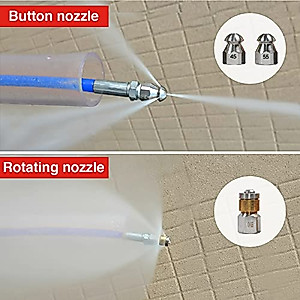 YAMATIC Sewer Jetter Hose for Pressure Washer 150 FT Drain Cleaner Hose 1/4 Inch NPT Button Nose & Rotating Sewer Jetting Nozzle Orifice 4.5, 4000 PSI