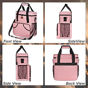 IAVEYG Coffee Maker Travel Bag Compatible with Keurig K-Mini or K-Mini Plus,Single Serve Coffee Brewer Portable Storage Bag with Multiple Pockets for K-Cup Pods,Storage Bag With Shoulder Strap (Pink)