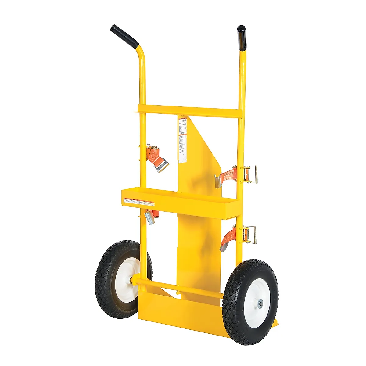Vestil CYL-E Steel Cylinder Torch Cart with Pneumatic Wheels 23 in. x 34-1/2 in. x 57 in. 500 Lb. Capacity Yellow