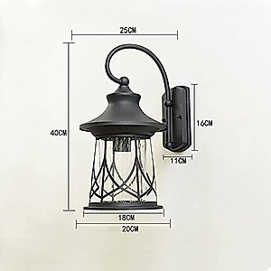 European Outdoor Wall Light Matte Black Fixture 15.7 Inch with Seed Glass Shade Waterproof Outside Wall Mount Garden Home Lamp E27 Sconce for Exterior House Porch Patio Outside