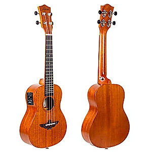 Electric Concert Ukulele, AKLOT Ukelele 23 Inch Solid Mahogany with Equalizer Uke for Professional Player with Beginner Kit (Gig Bag, Picks, Strap, String, Cleaning Cloth, Starter Manual)