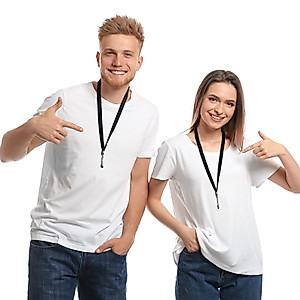 Shappy 3 Anti-lost Necklace Lanyard Black with Anti-lost Silicone Rubber Ring, Silicone Rubber Pen Lanyard Holder