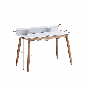 Roundhill Furniture Roskilde Storage Wood Office Desk, White